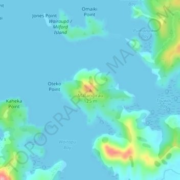 Mapa topográfico Matangirau, altitud, relieve