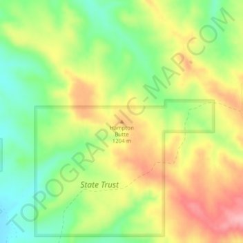 Mapa topográfico Hampton Butte, altitud, relieve