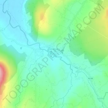 Mapa topográfico Clonmany, altitud, relieve